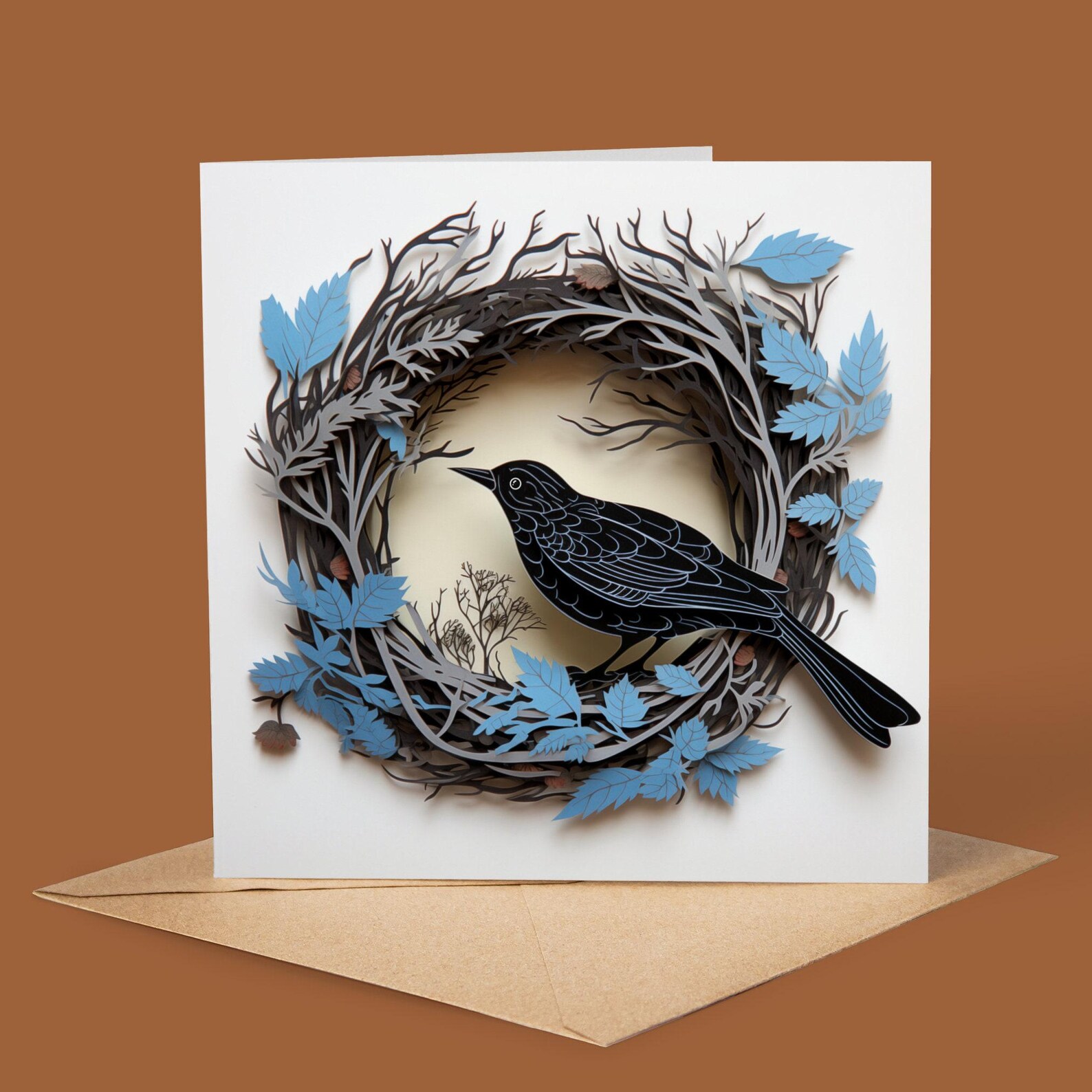 Mouse & Bird Nest Cards Set of 4, Floral 2D Greeting UK, Happy Birthday ...