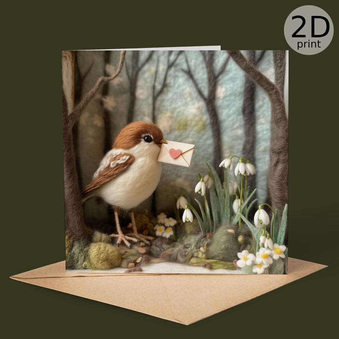 Sparrow Love 2D Print Card, Bird Valentines, Nature Lovers, Anniversary ...