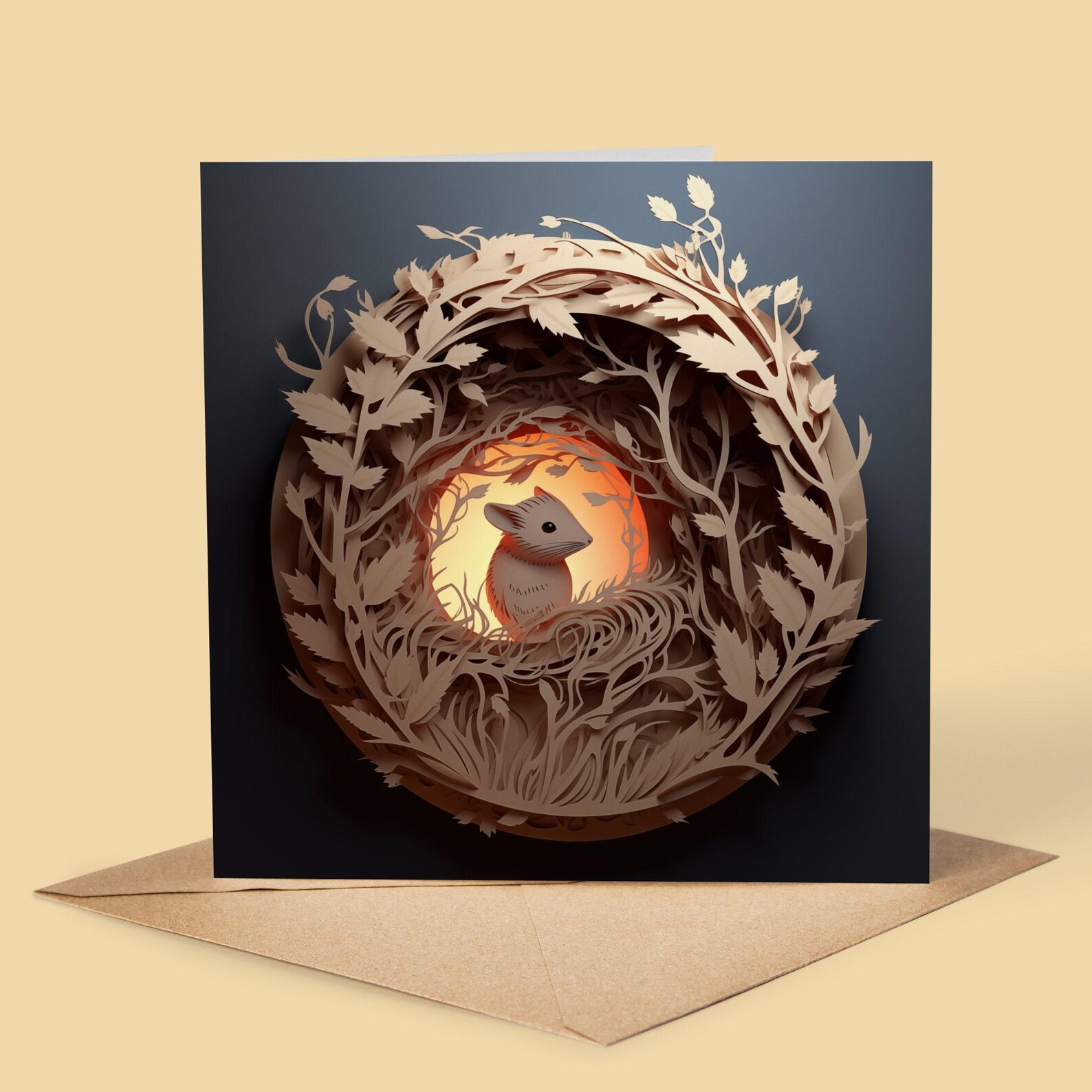 Mouse & Bird Nest Cards Set of 4, Floral 2D Greeting UK, Happy Birthday ...
