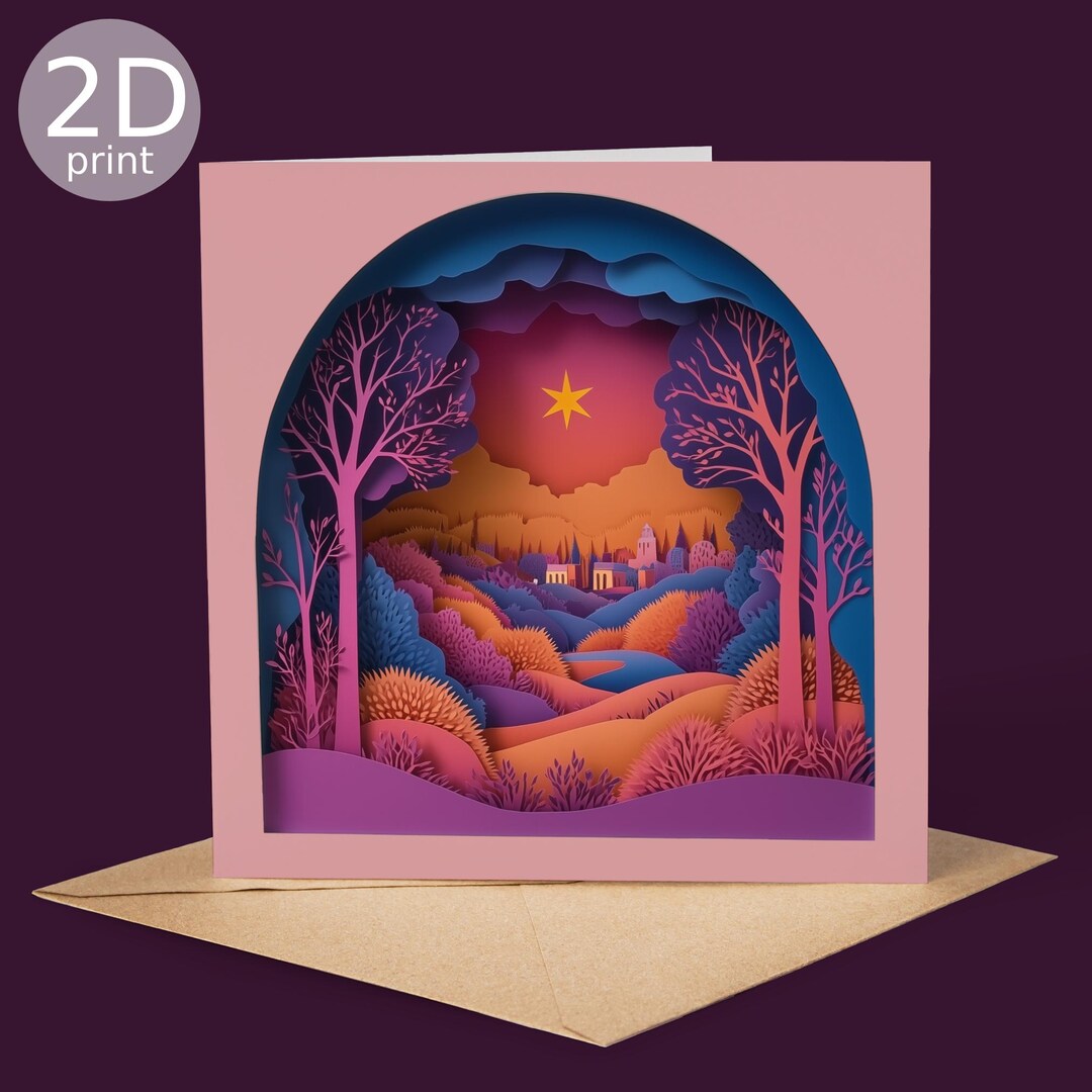 Bethlehem Star 2D Shadow Box Card, Magical 2D Print Greeting, Christmas ...