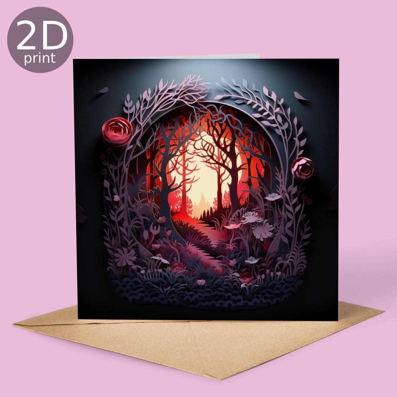 Magical Morning Forest 2D Greeting Card, Woodland Botantical Birthday ...