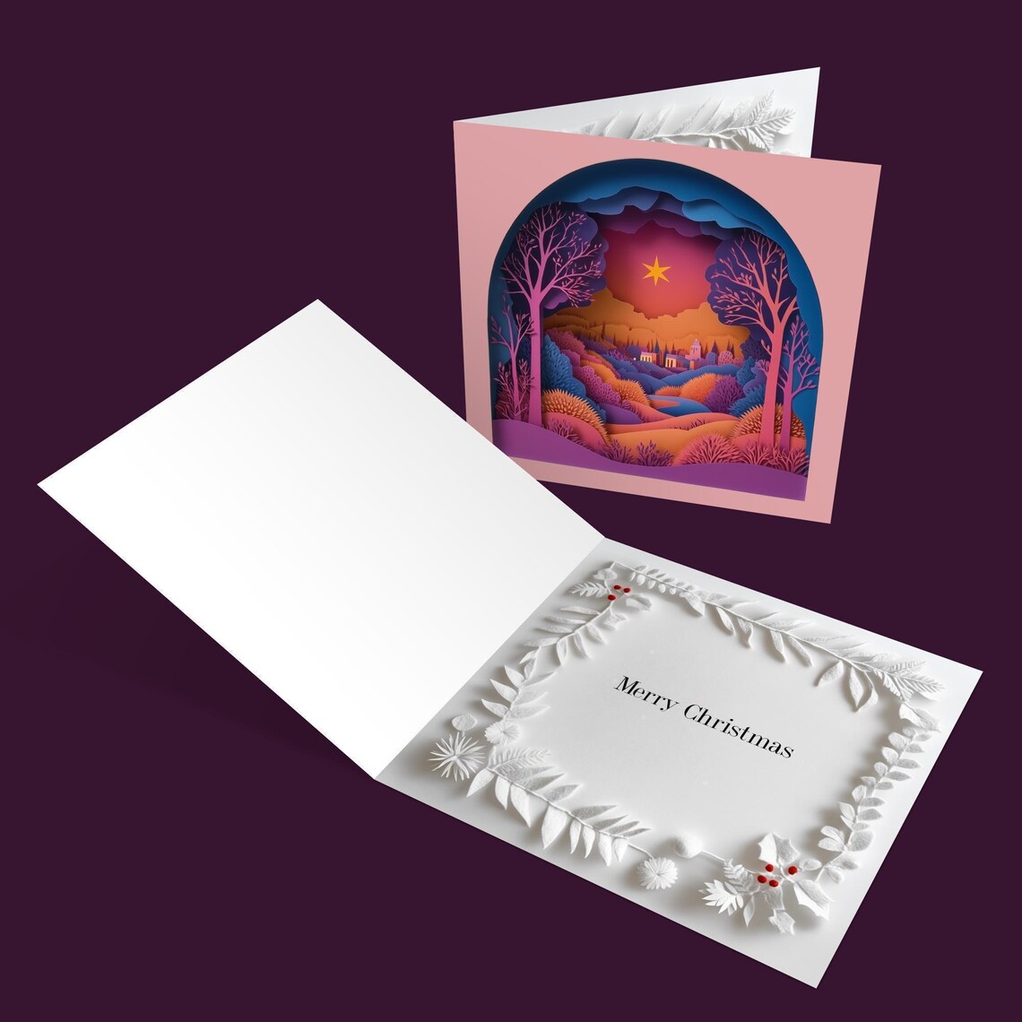 Bethlehem Star 2D Shadow Box Card, Magical 2D Print Greeting, Christmas ...