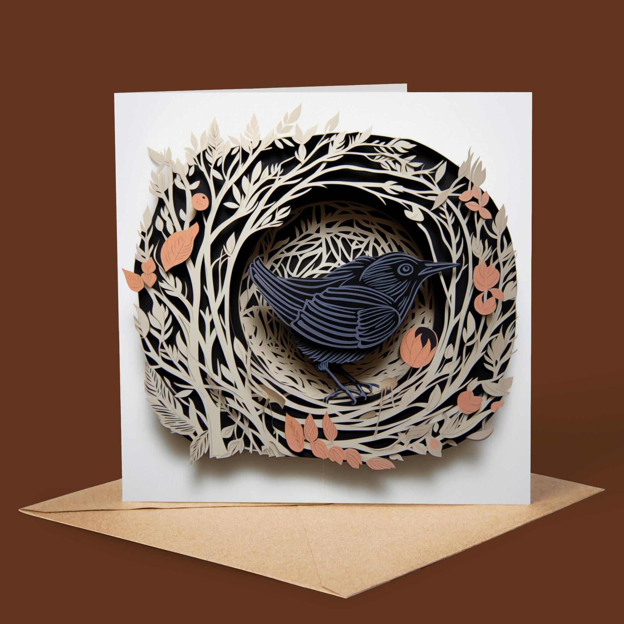 Mouse & Bird Nest Cards Set of 4, Floral 2D Greeting UK, Happy Birthday ...
