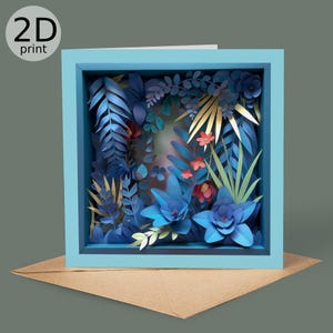 Blue Botanical World 2D Printed Card, Greeting, Happy Birthday, Nature ...