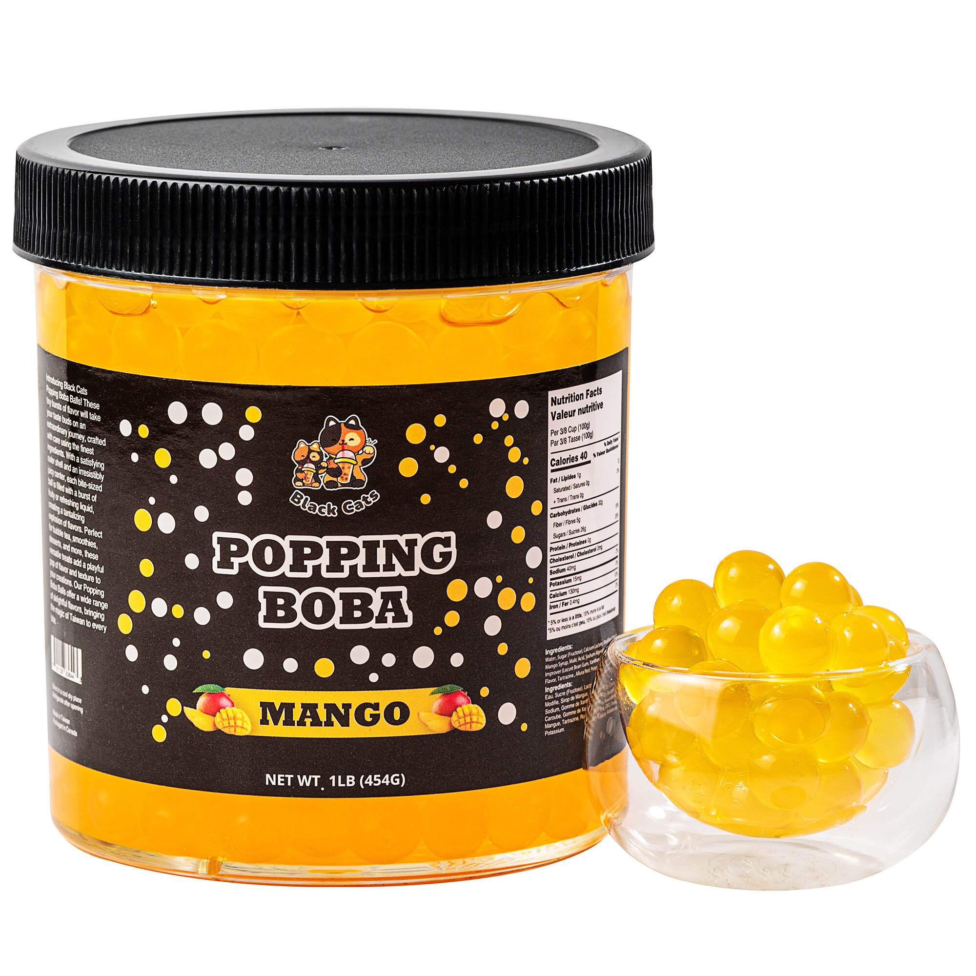Black Cats Popping Boba Pearls 1LB 454g Bursting Tea Balls for Drinks ...