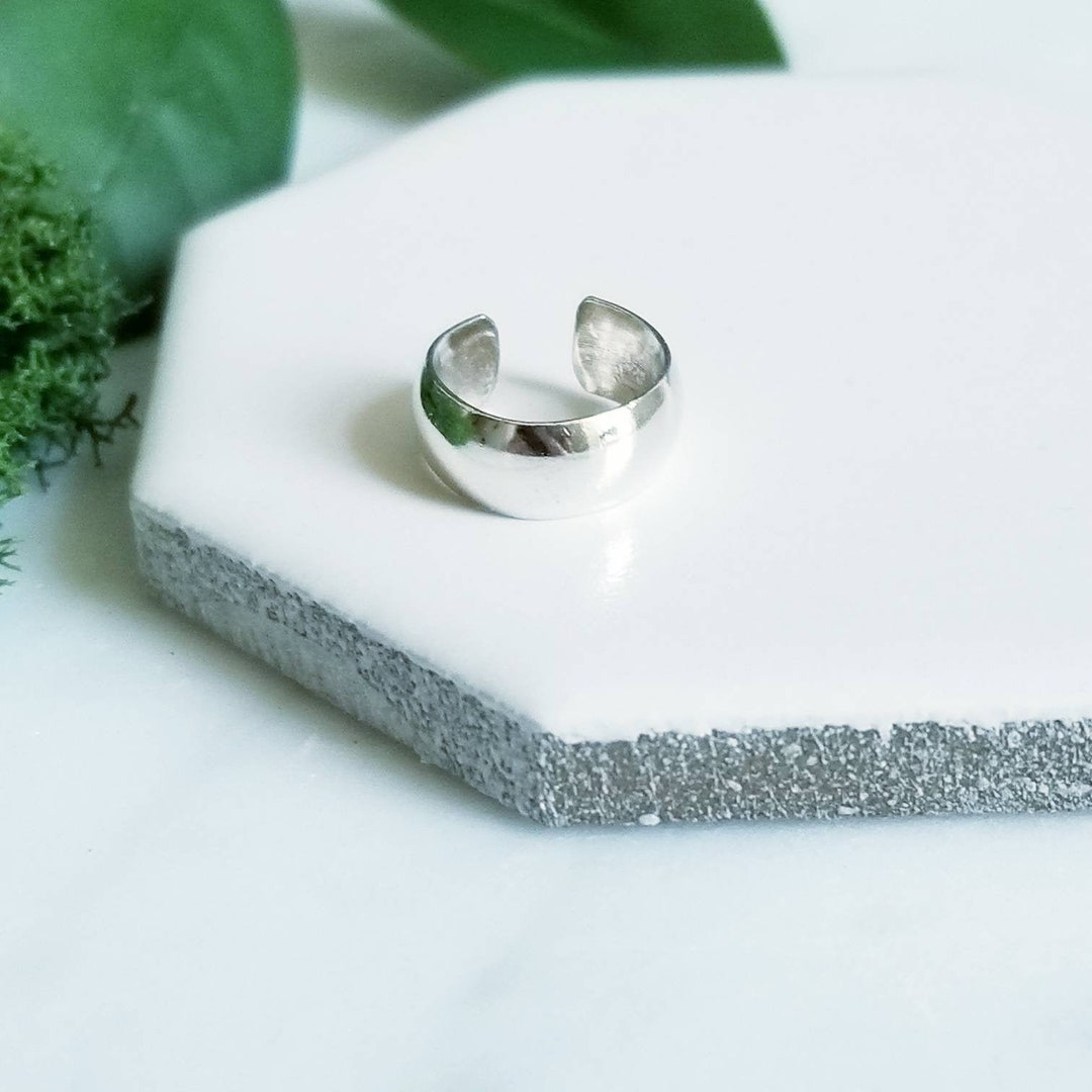 Sterling Silver Ear Cuff - Wide Half Round - Etsy