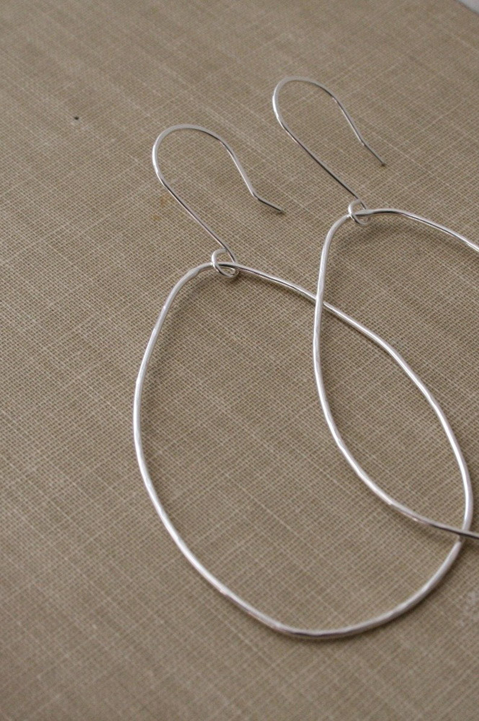 Sterling Silver Oblong Hoop Earrings Large Hoop Earrings | Etsy