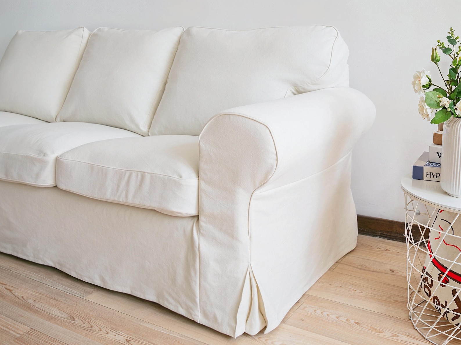 White Linen Couch Cover, Sofa Slipcover, White Sofa Cover, Custom Sofa ...
