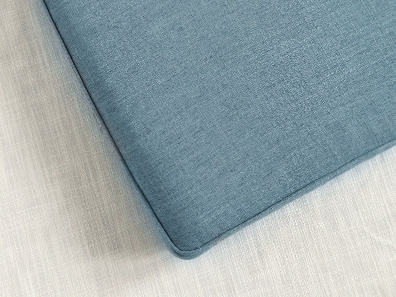 Light Blue Linen Window Seat Cushion With Piping,custom Size and Shape ...