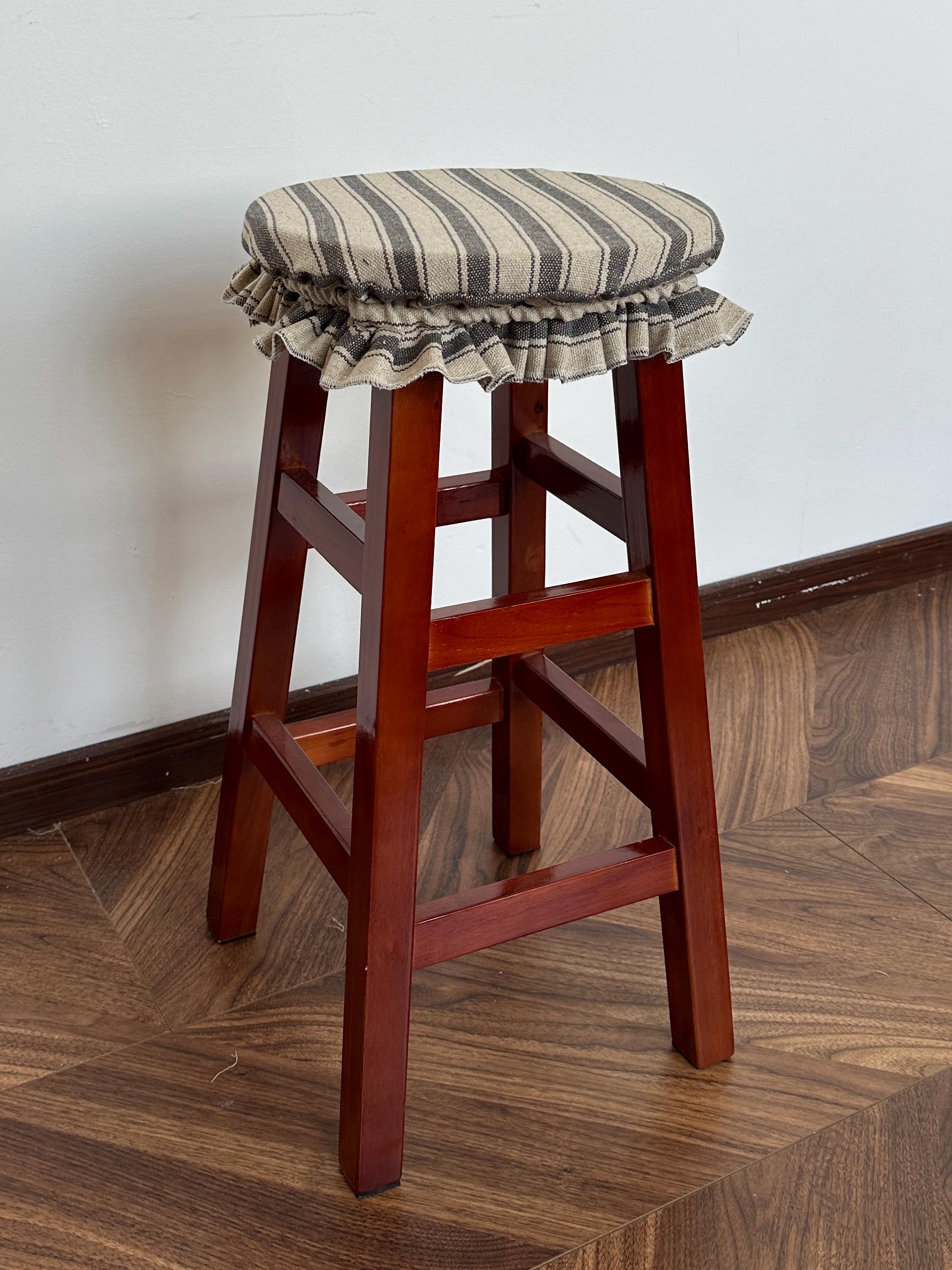 Black Striped Linen Stool Cover, Linen Stool Cover, Washable and ...