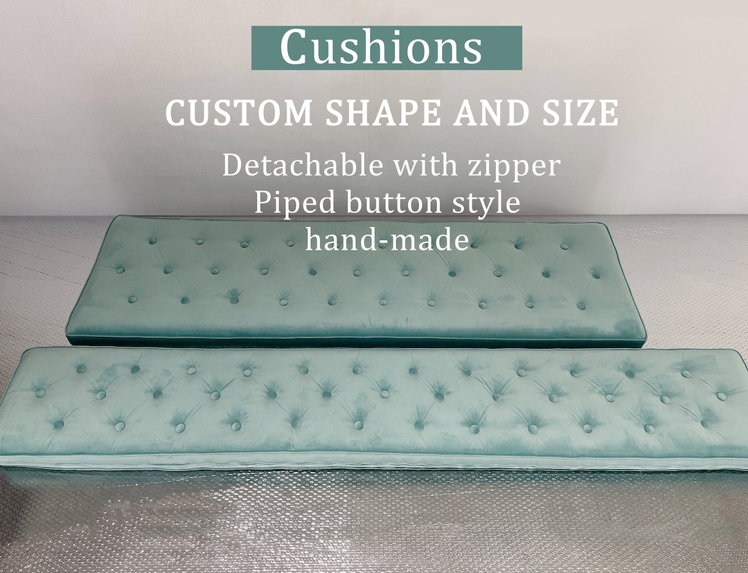 Aqua Blue Velvet Cushion,french Button Cushion,custom Shape and Size ...