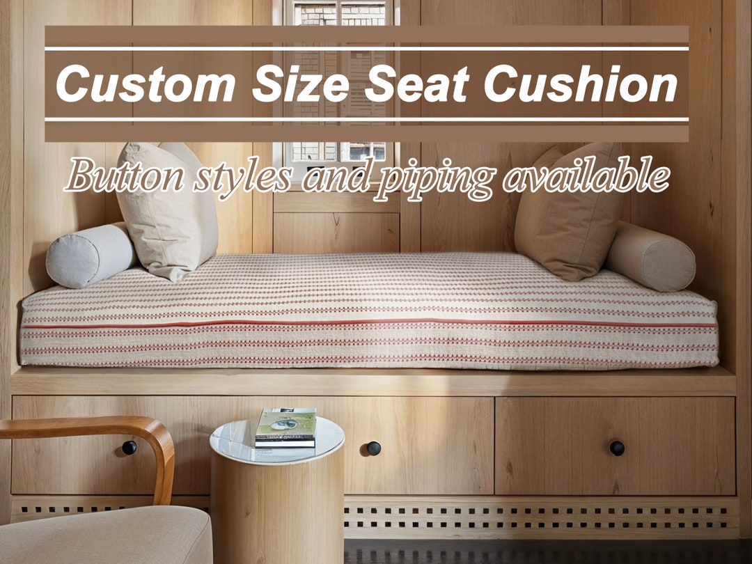 Orange Ticking Stripe Cushion With Piping,window Seat Cotton Linen ...