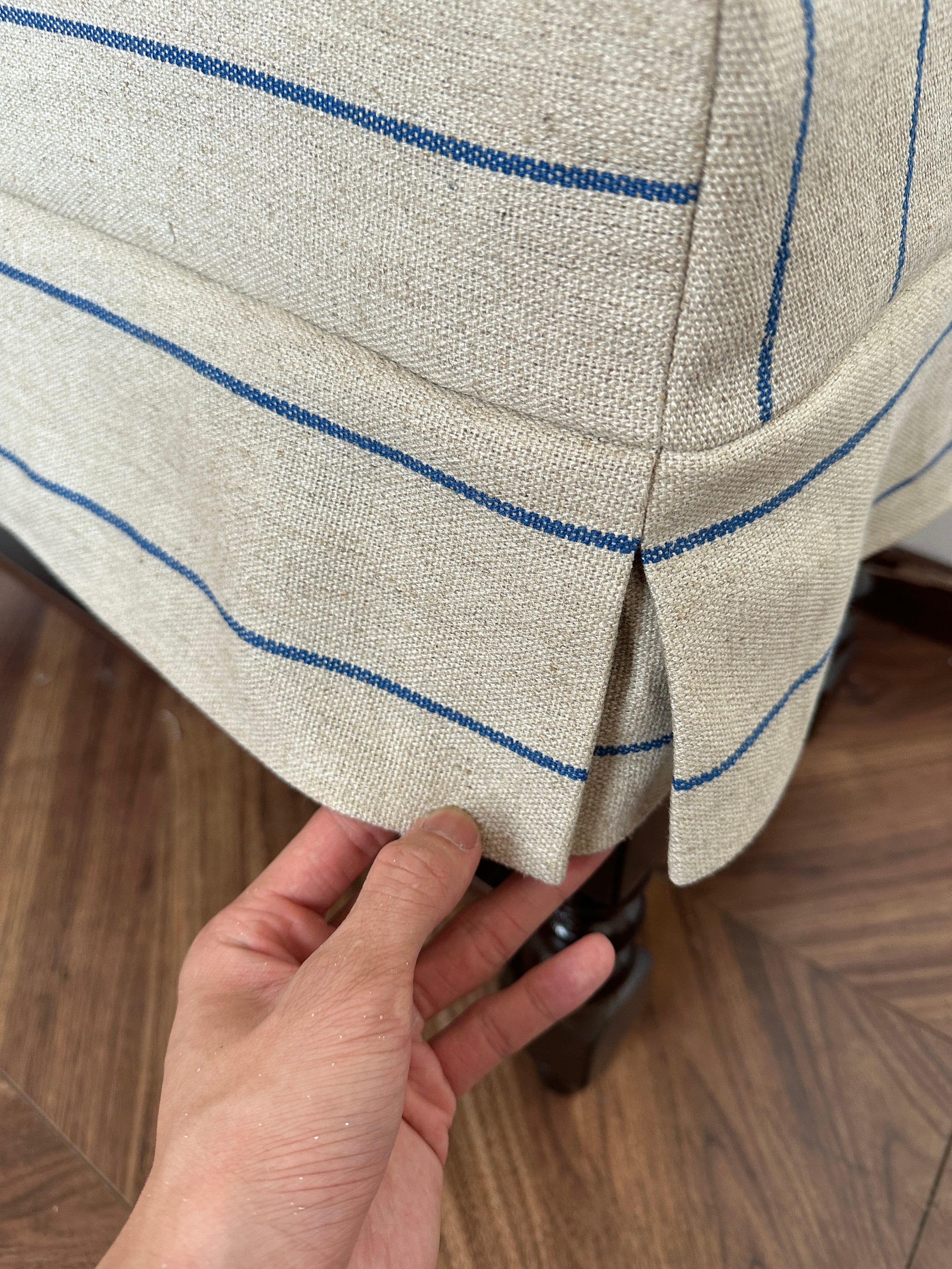 Beige Linen Footstool Cover,blue Stripe Cover,custom Footstool Cover ...