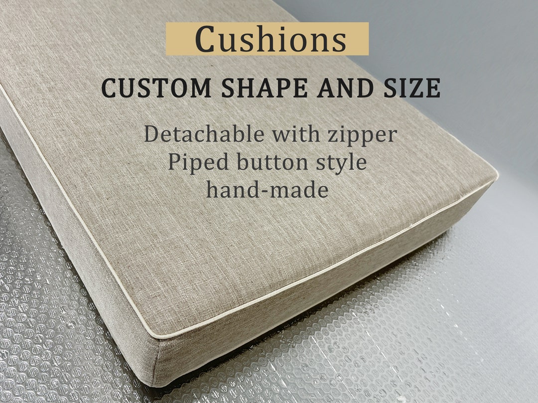 Custom Size and Shape,linen Window Seat Cushion With Piping,indoor ...