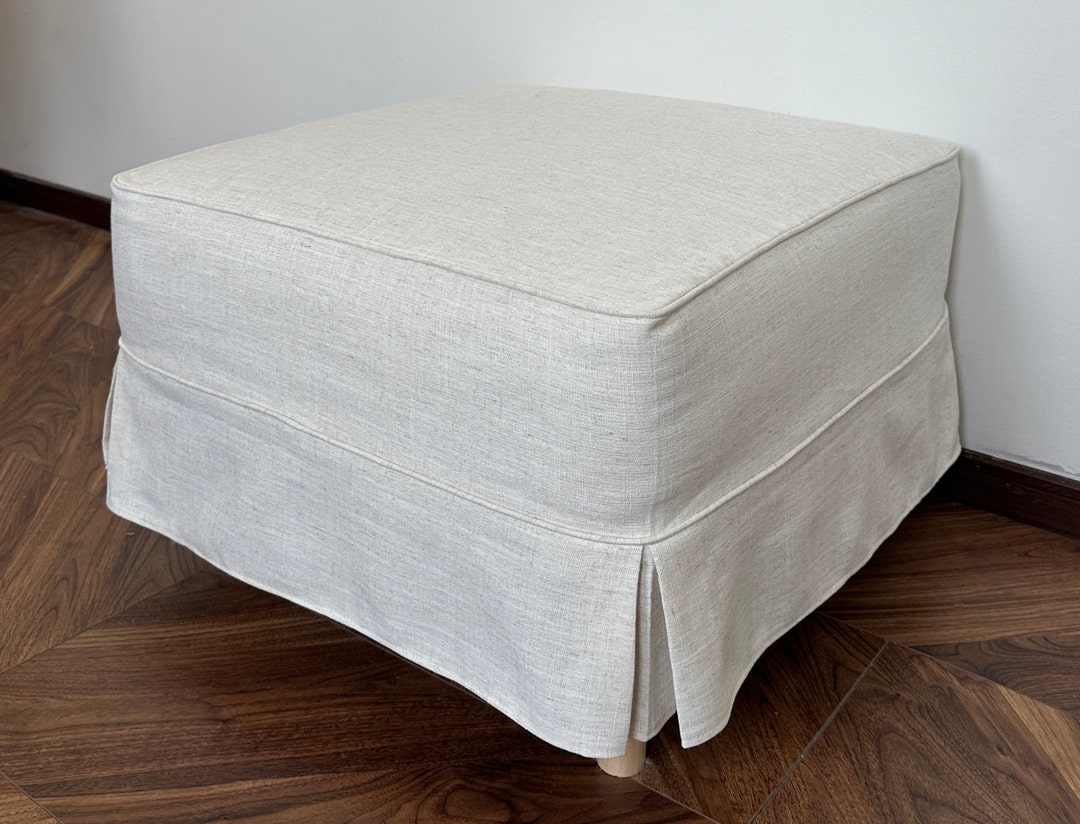 White Linen Ottoman Bench Slipcover,custom Ottoman Slipcover,custom ...