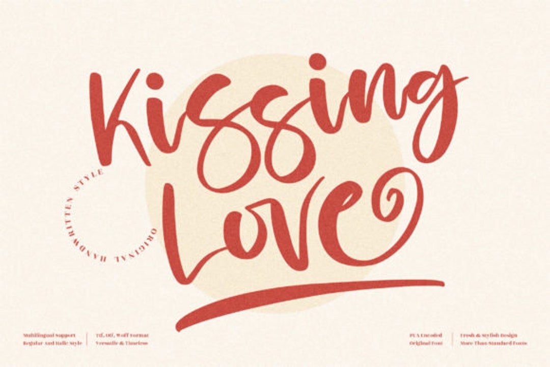 Kissing Love Font, Handwritten Font, Wedding Font, Modern Font, Display ...