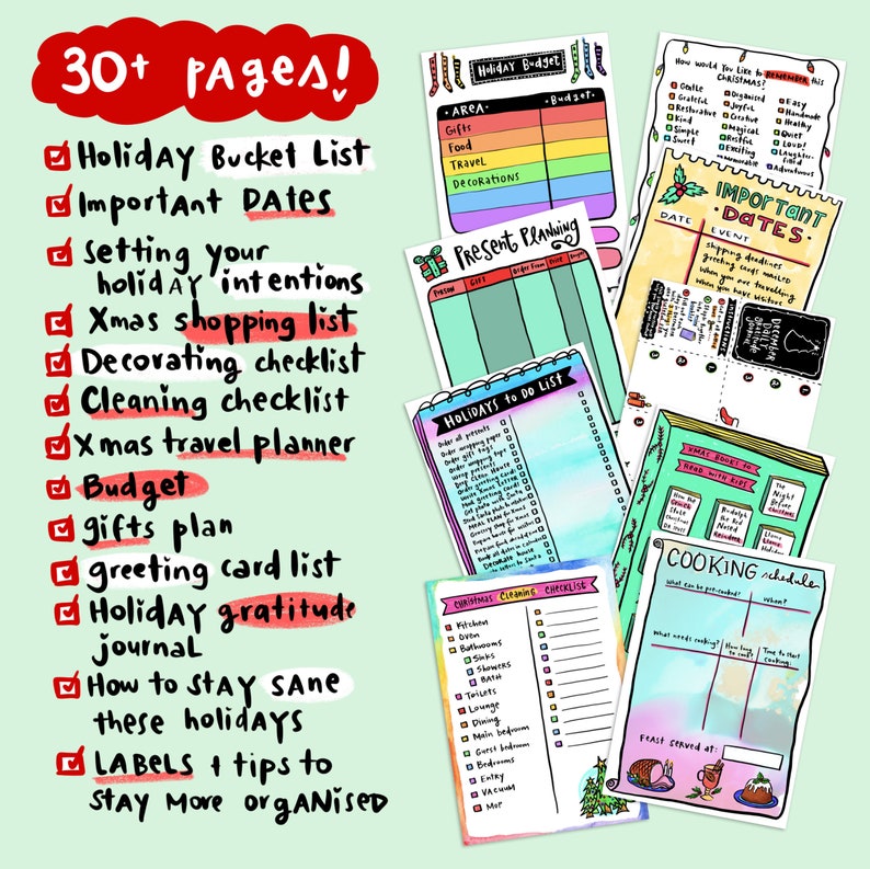 Calm Christmas Printable Planner: Budget, Gift Plan, Cleaning Checklist ...
