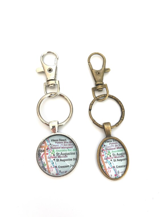 Custom Map Keychain - Personalized Mens Keychain - Custom Map Key Ring ...