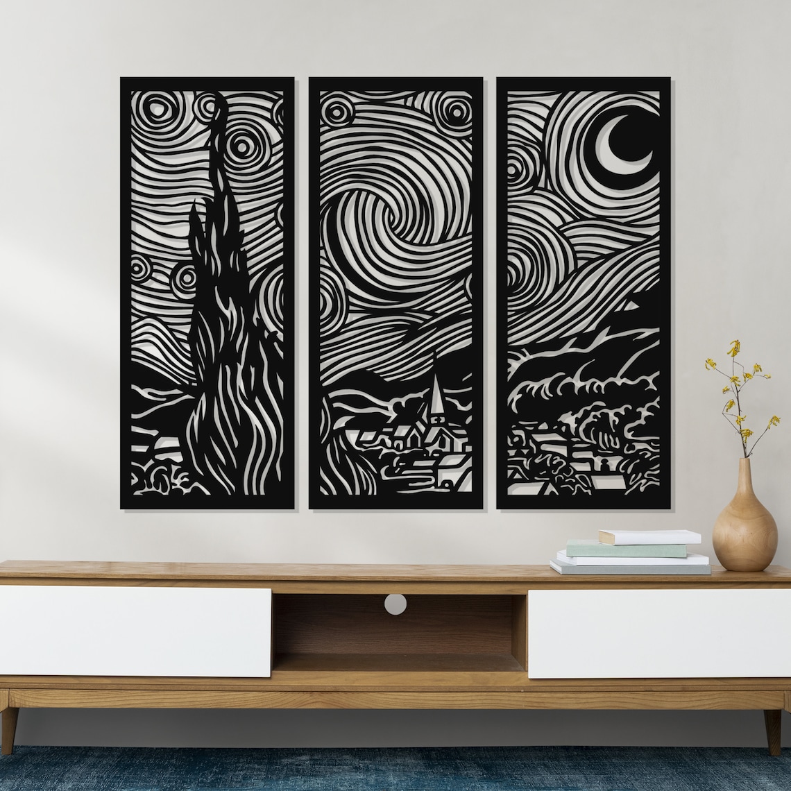 Van Gogh Starry Night Metal Wall Art, Elegant Metal Decor for Home and ...