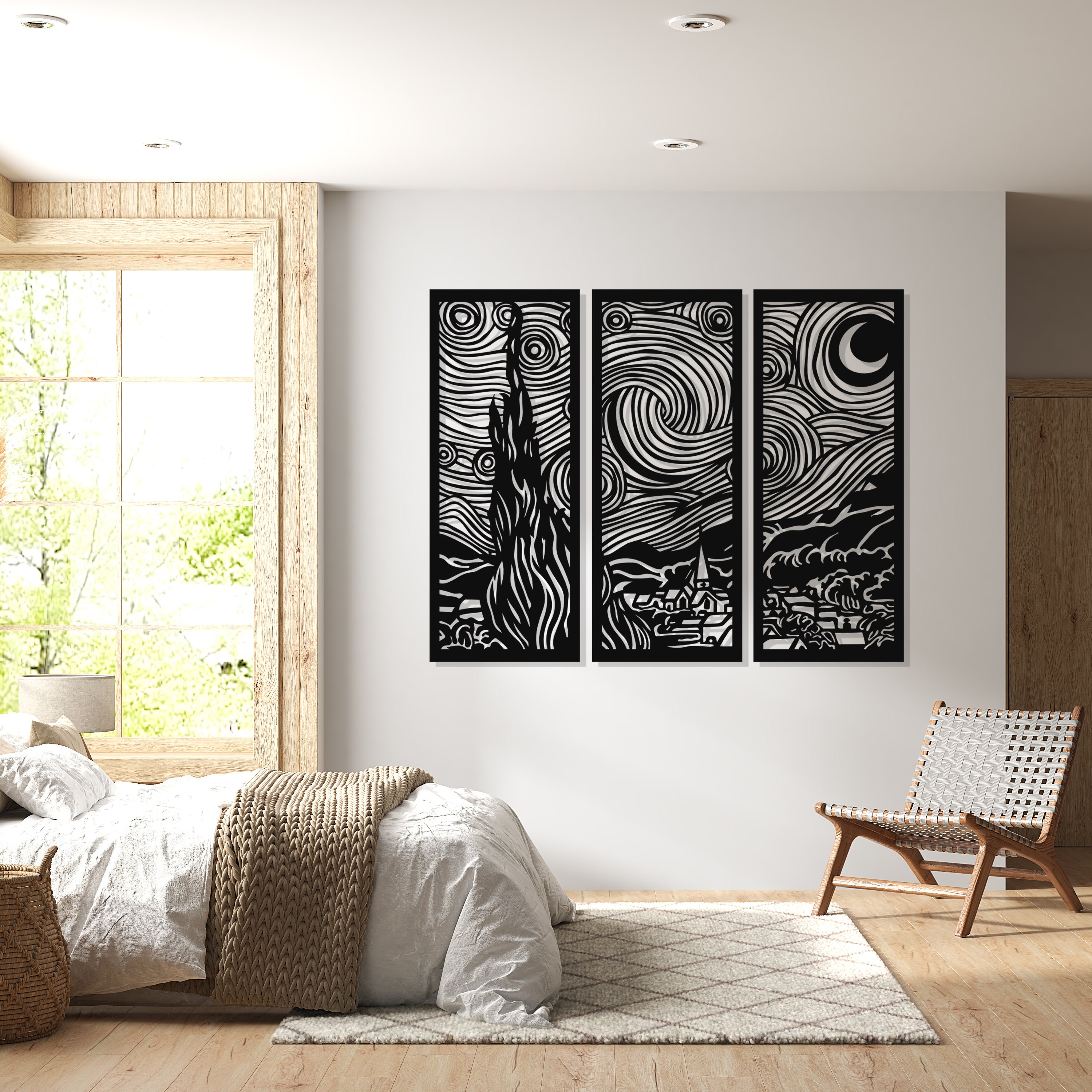 Van Gogh Starry Night Metal Wall Art - Elegant Home Decor - Unique ...