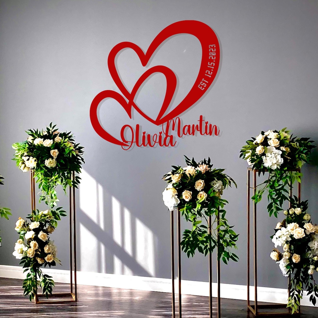 Personalized Wedding Metal Name Sign, Custom Heart Metal Name Sign ...