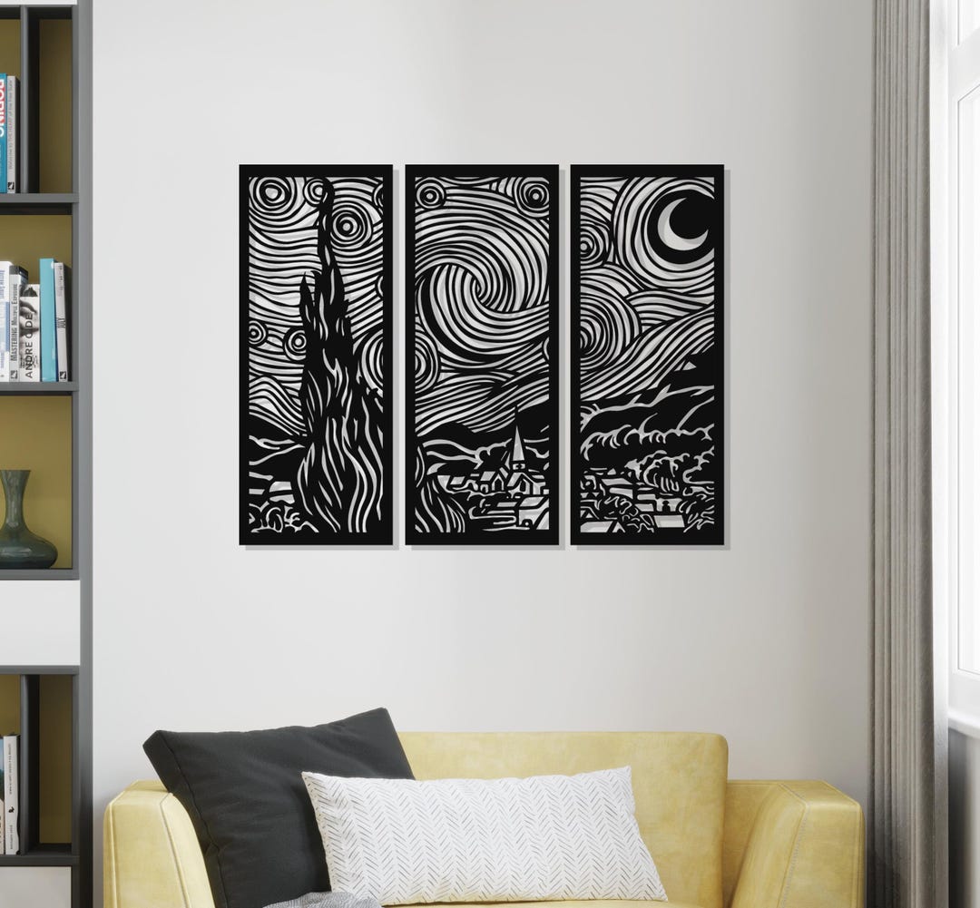Van Gogh Starry Night Metal Wall Art - Elegant Home Decor - Unique ...