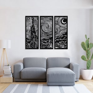 Van Gogh Starry Night Metal Wall Art - Elegant Home Decor - Unique ...