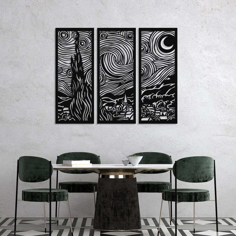 Van Gogh Starry Night Metal Wall Art - Elegant Home Decor - Unique ...