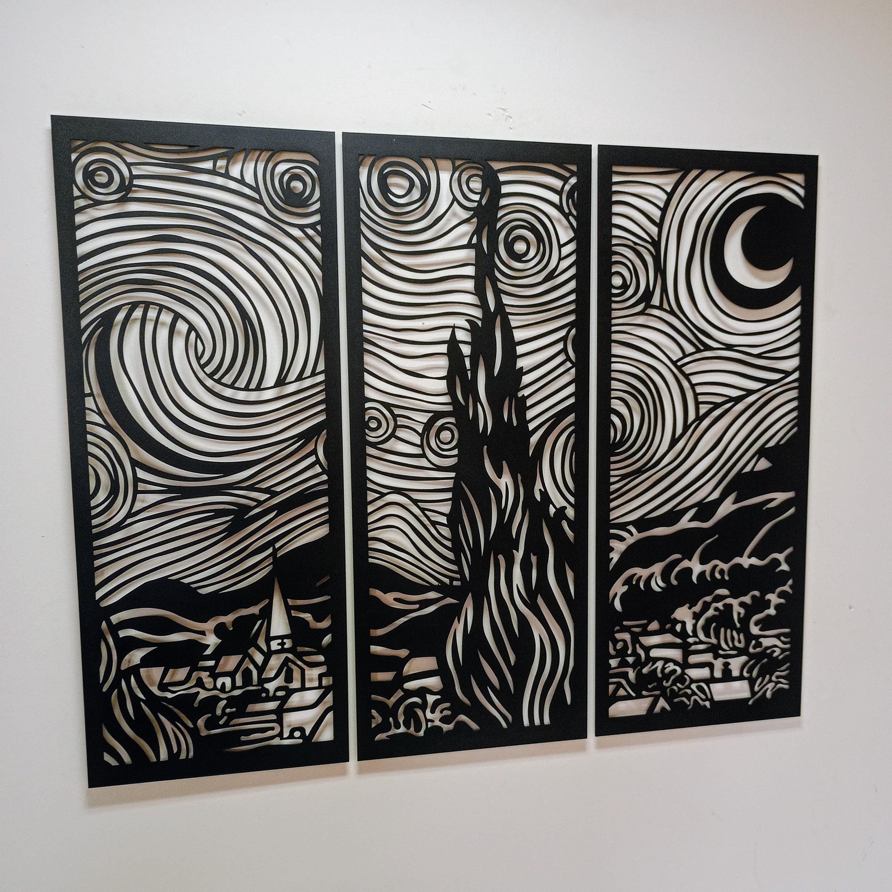 Van Gogh Starry Night Metal Wall Art - Elegant Home Decor - Unique ...
