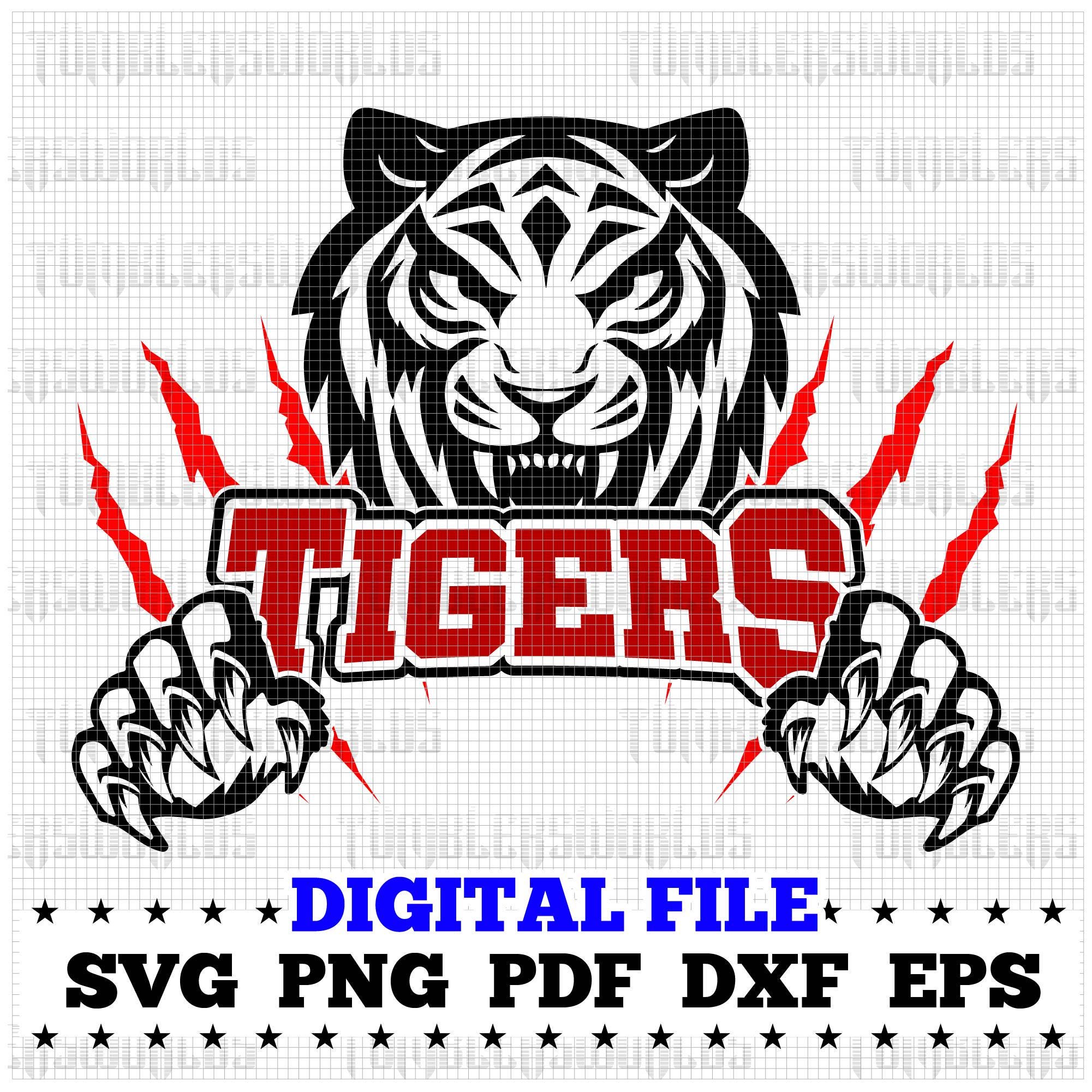 Tigers Svg, Tiger Svg, Tigers Mascot Svg, Cricut Silhouette Files ...