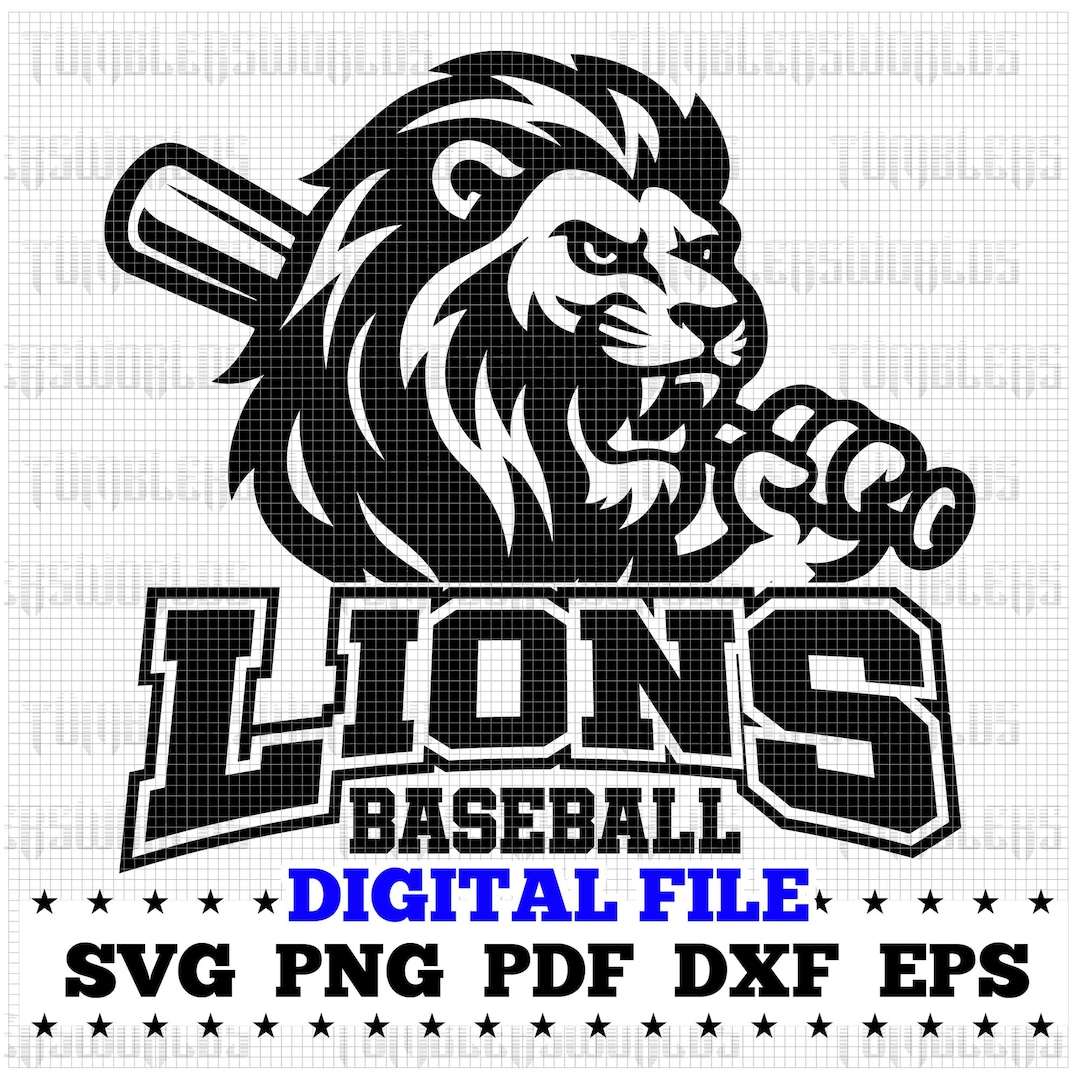 Lions Baseball Svg, Lion Baseball Svg, Lions Mascot Svg, Lion Logo Svg ...