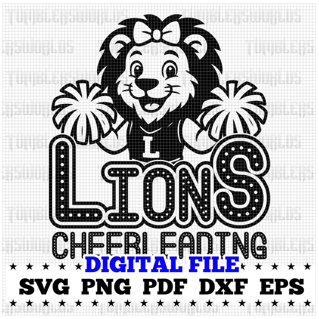 Lions Cheerleading Svg Mascot Cut File for Cricut and Sublimation, Cute ...