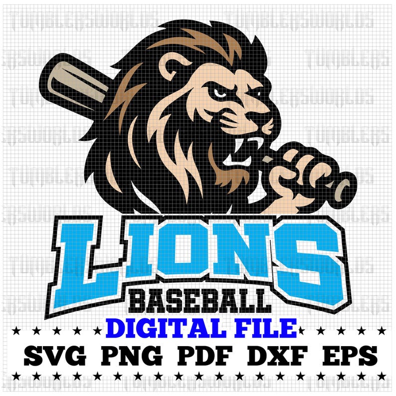 Lions Baseball Svg, Lion Baseball Svg, Lions Mascot Svg, Lion Logo Svg ...