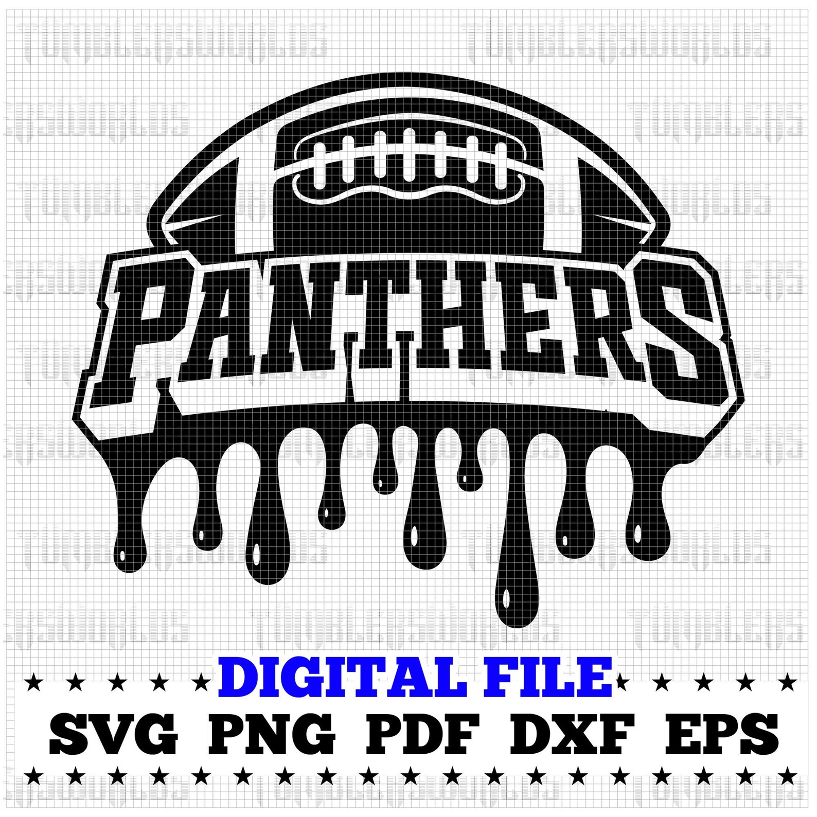 Panthers Football Svg Png, Dripping Varsity Text With Ball, Sports Team ...
