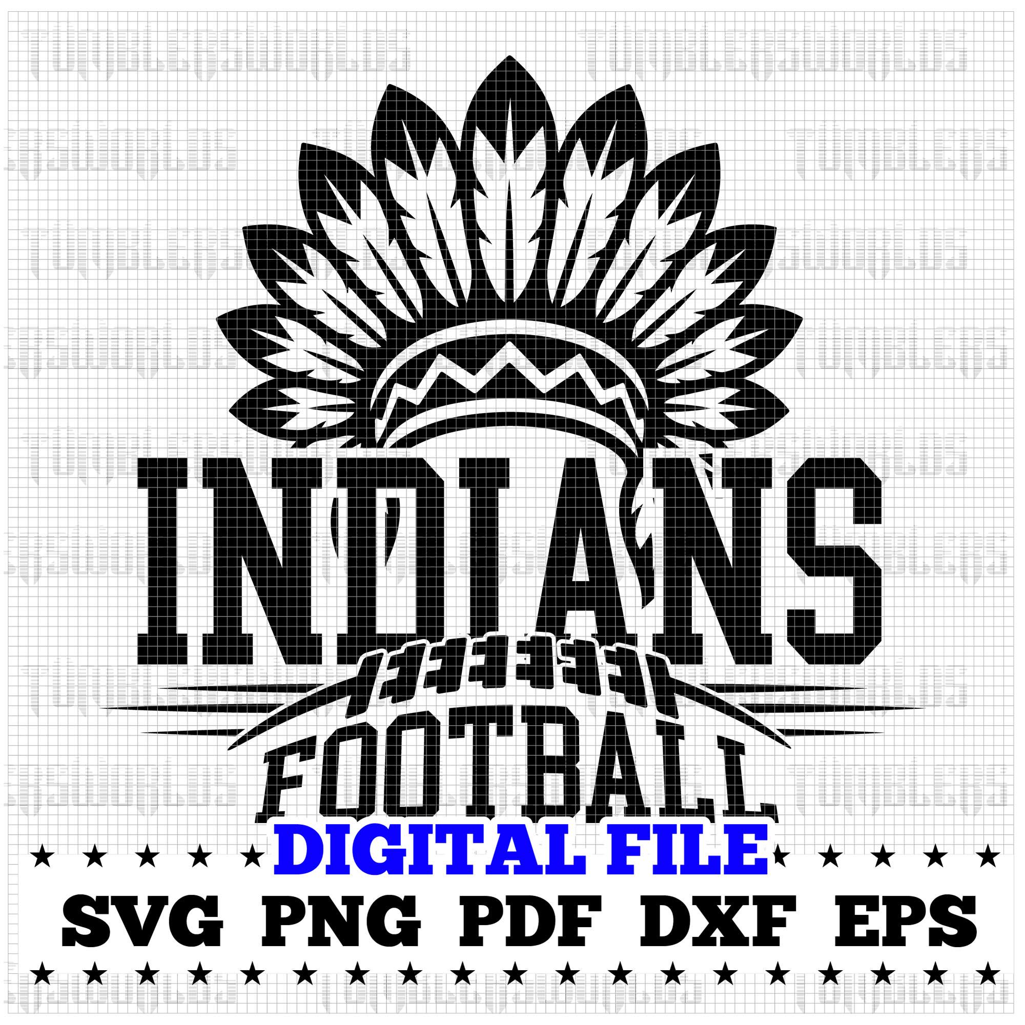 Indians Football Team SVG, Native Headdress Varsity Design, Mascot Logo ...