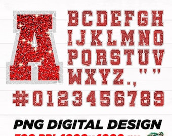 Glitter Sport Alphabet Png - Red and Black Glitter Alphabet - Png Print ...