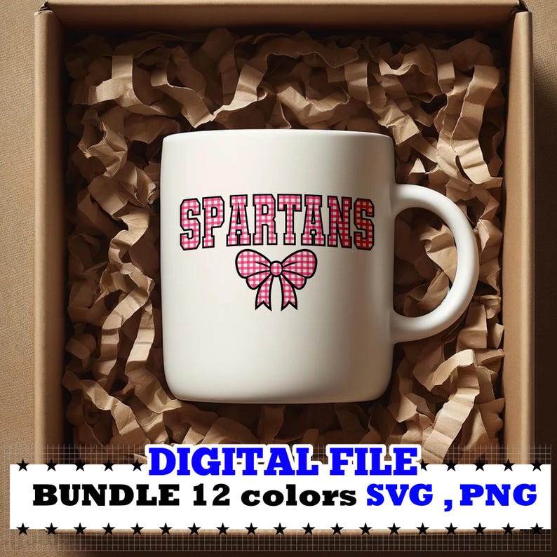 Spartans Gingham Bow SVG PNG Bundle | 12 Colors School Spirit PNG ...