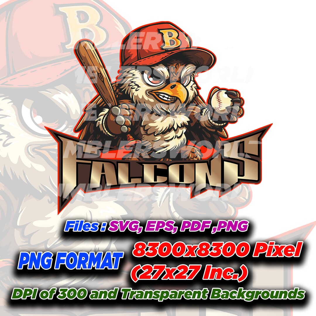 Falcon Baseball Mascot Design for School and Personal T-shirts, Falcon ...