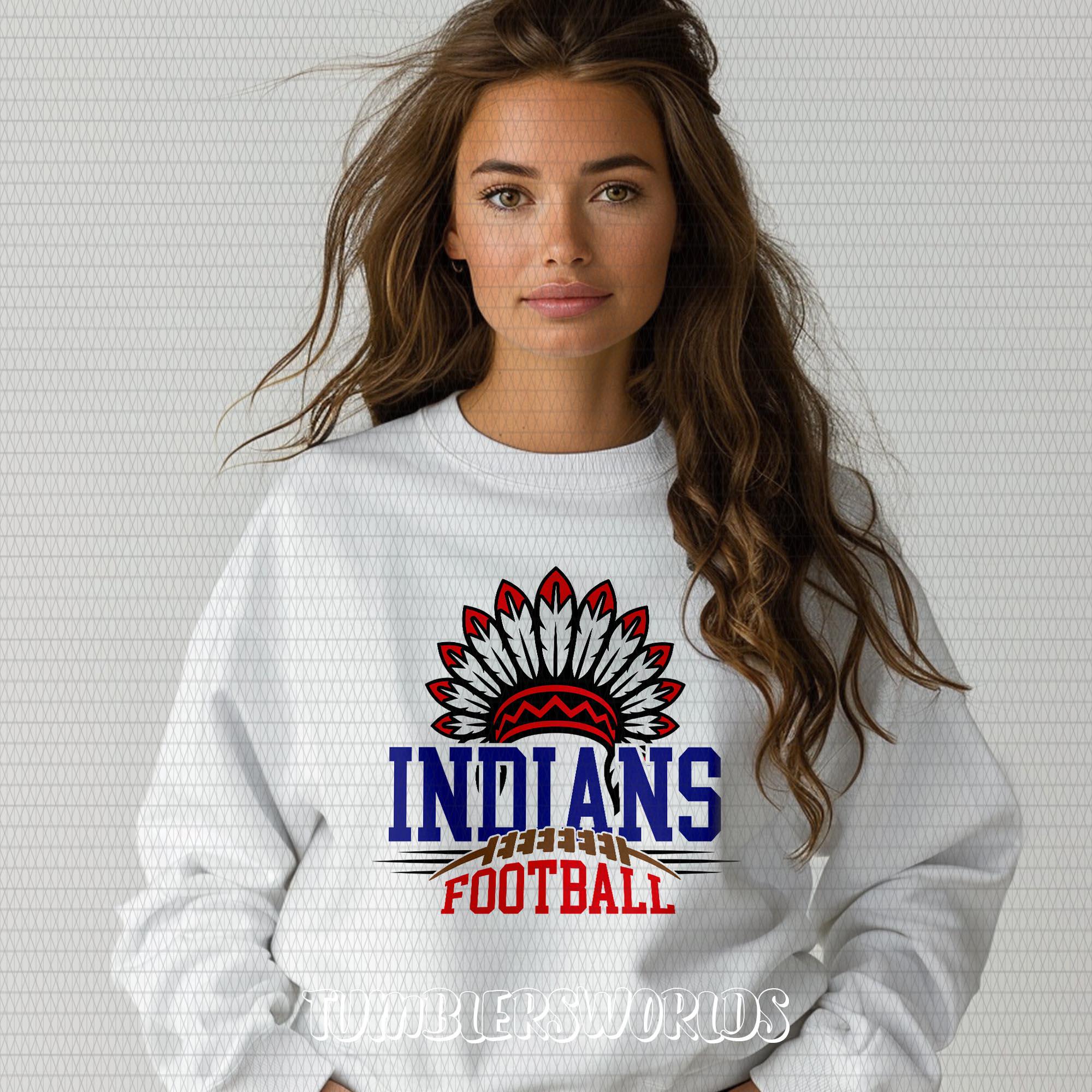 Indians Football Team SVG, Native Headdress Varsity Design, Mascot Logo ...