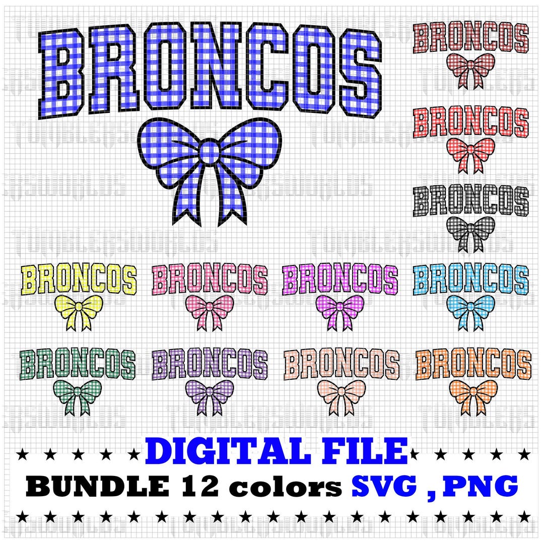 Broncos Cheer Bow Svg Png, Gingham Plaid School Spirit Cheerleading ...