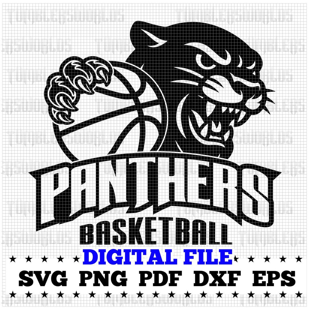 Panthers Basketball Mascot Svg With Fierce Panther Holding Ball, Team ...