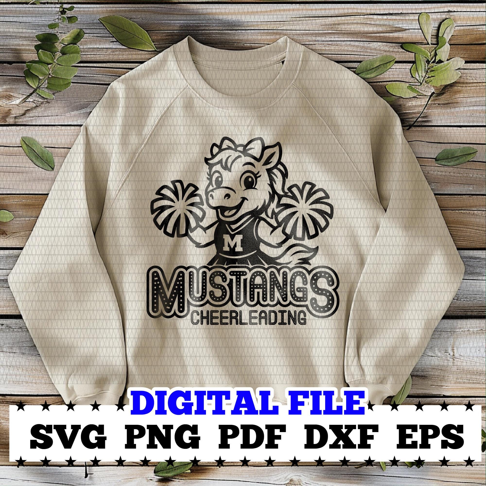 Mustangs Cheerleading Svg Mascot Cut File for Cricut and Sublimation ...