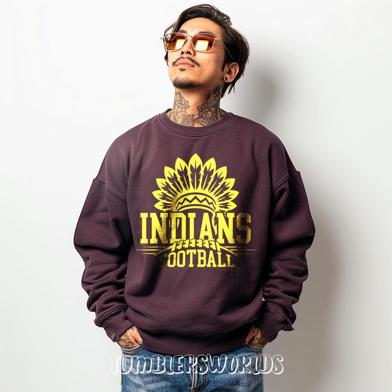 Indians Football Team SVG, Native Headdress Varsity Design, Mascot Logo ...