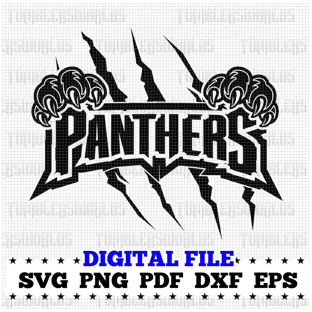 Panthers Mascot Claw Scratch SVG – Aggressive Panther Text With Claws ...