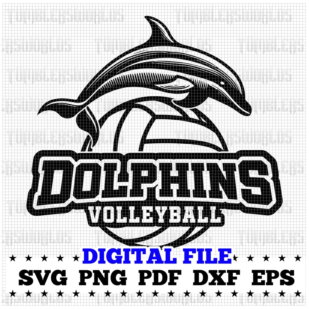Dolphins Volleyball Svg, Dolphins Svg & Png, Dolphin Svg, Volleyball ...