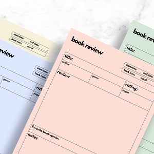 Book Review Printable PDF Template, Organizational Tool for Readers ...