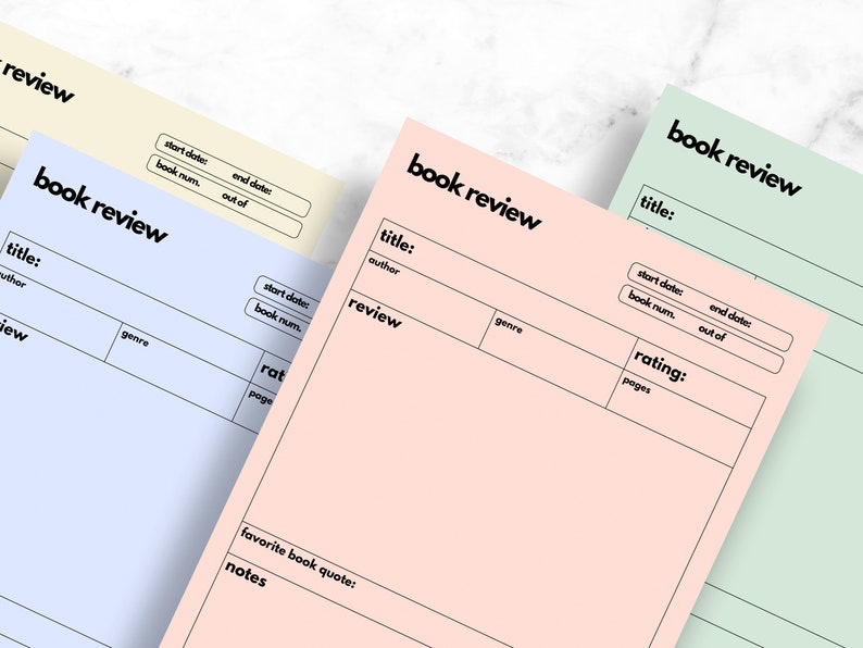 Book Review Printable PDF Template, Organizational Tool for Readers ...