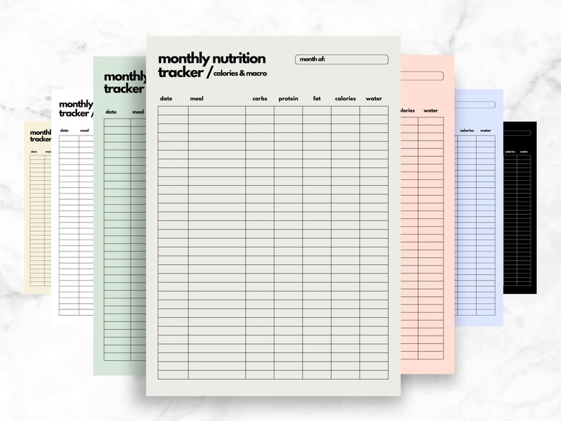 Printable Monthly Nutrition Tracker Calorie & Macro Journal Diet ...