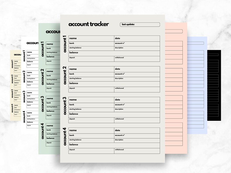 Printable Account Tracker Template for Personal Finance, Multiple ...