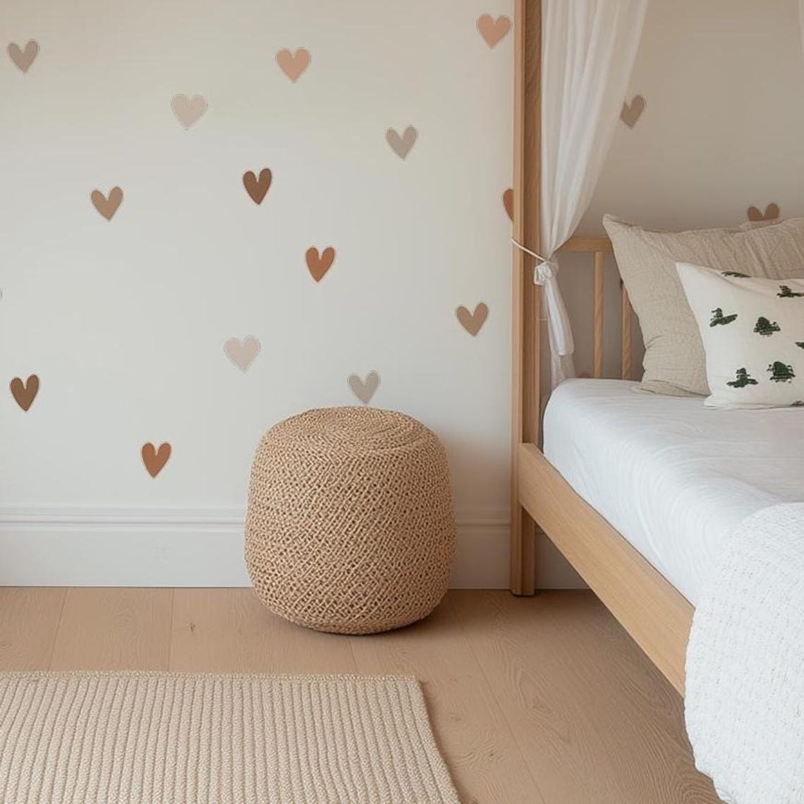Earth Tone Heart Wall Decals – Peel & Stick Boho Pastel Stickers for ...